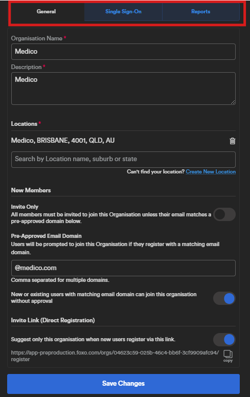 Organisation Settings (for Organisation Administrators)